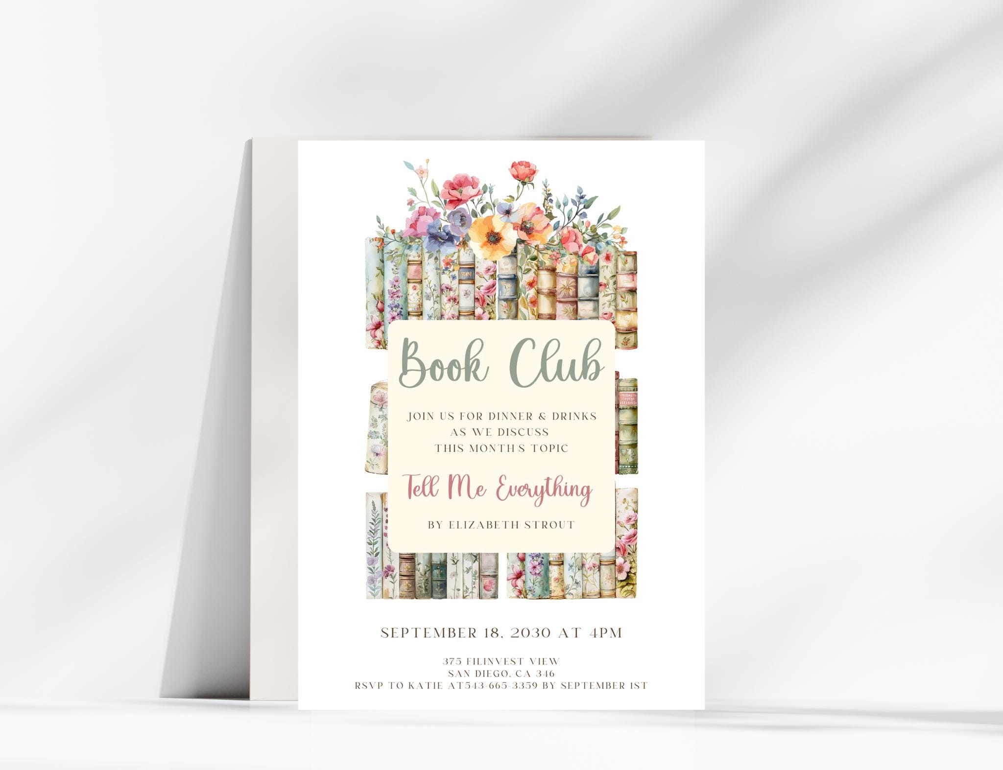 Book Club Invitation, Printable Book Club Invitation, Canva Book Club ...