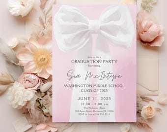 Girly Graduation Party Invitation | Digital Download Editable Template ...