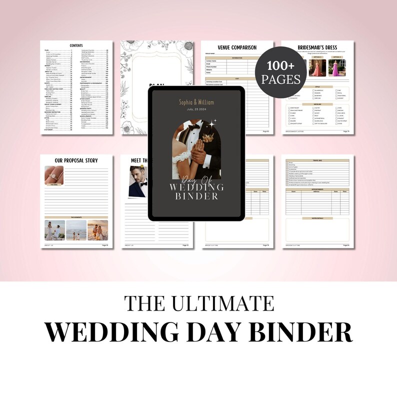 Wedding Day Binder Template | Editable Canva Wedding Planner ...