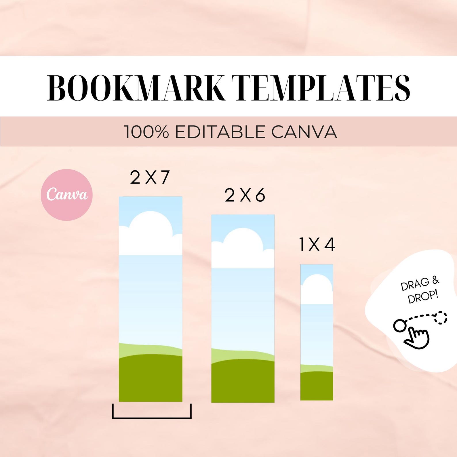 Bookmark Templates, Drag and Drop Canva Editable Template, Printable ...
