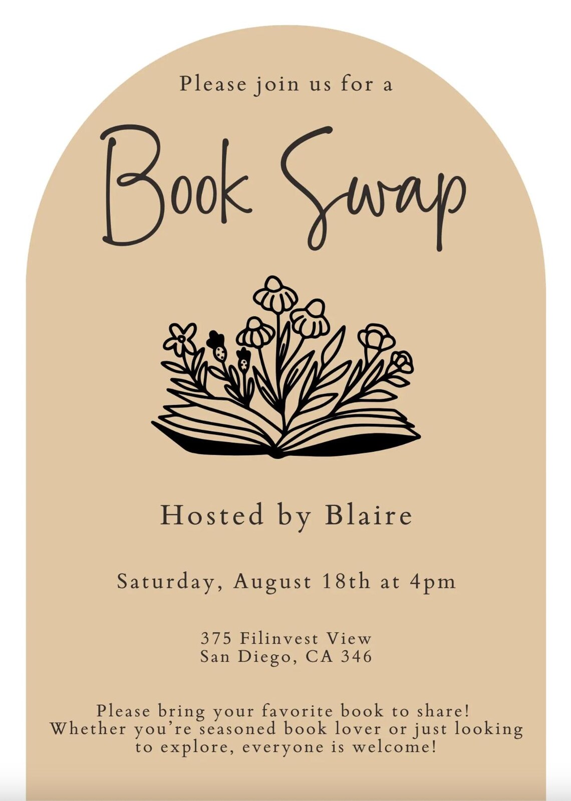 Editable Book Swap Invitation - Book Club Invitation - Book Lovers ...