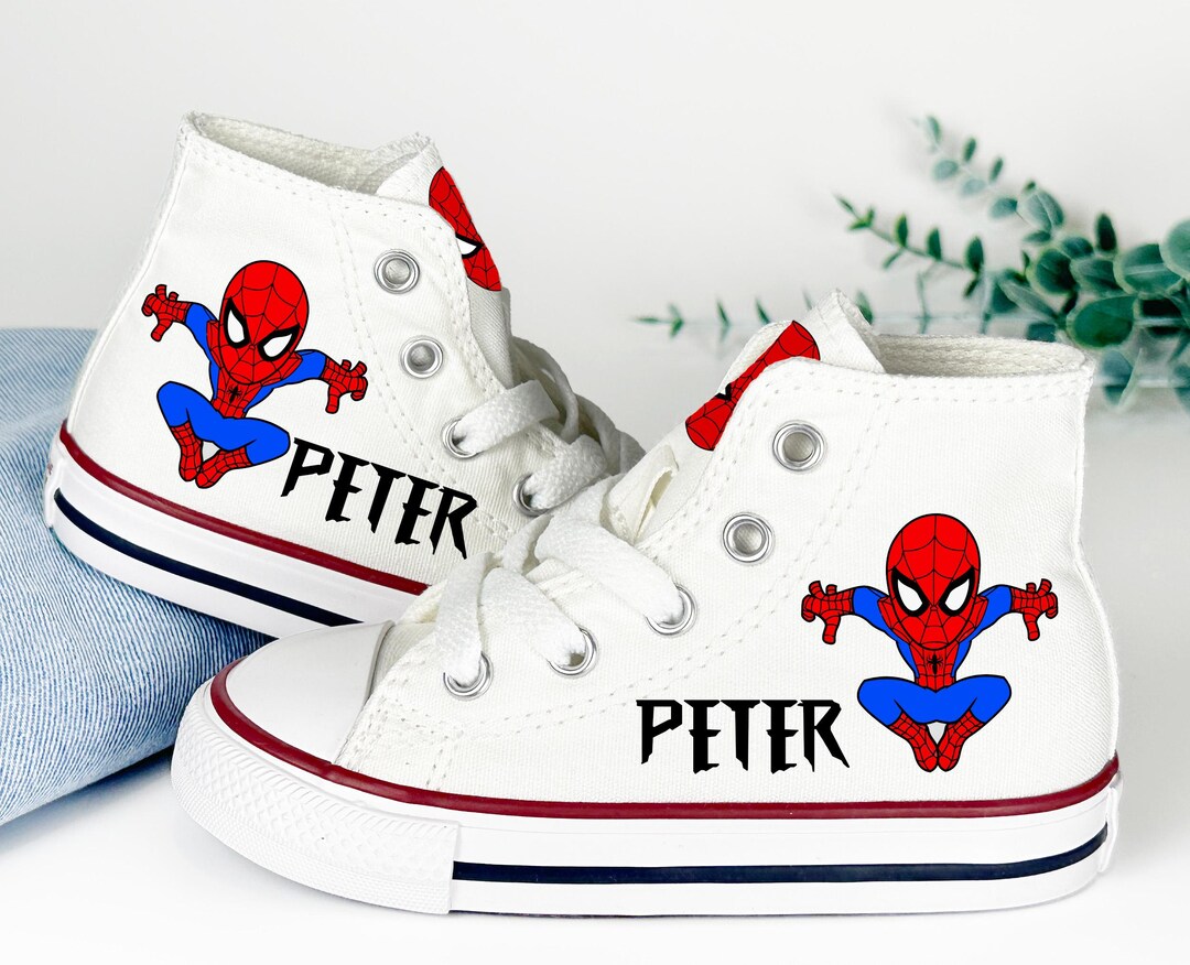 Spiderman Converse, Spidey Birthday Boy Sneakers, Custom Spider-man Kid ...