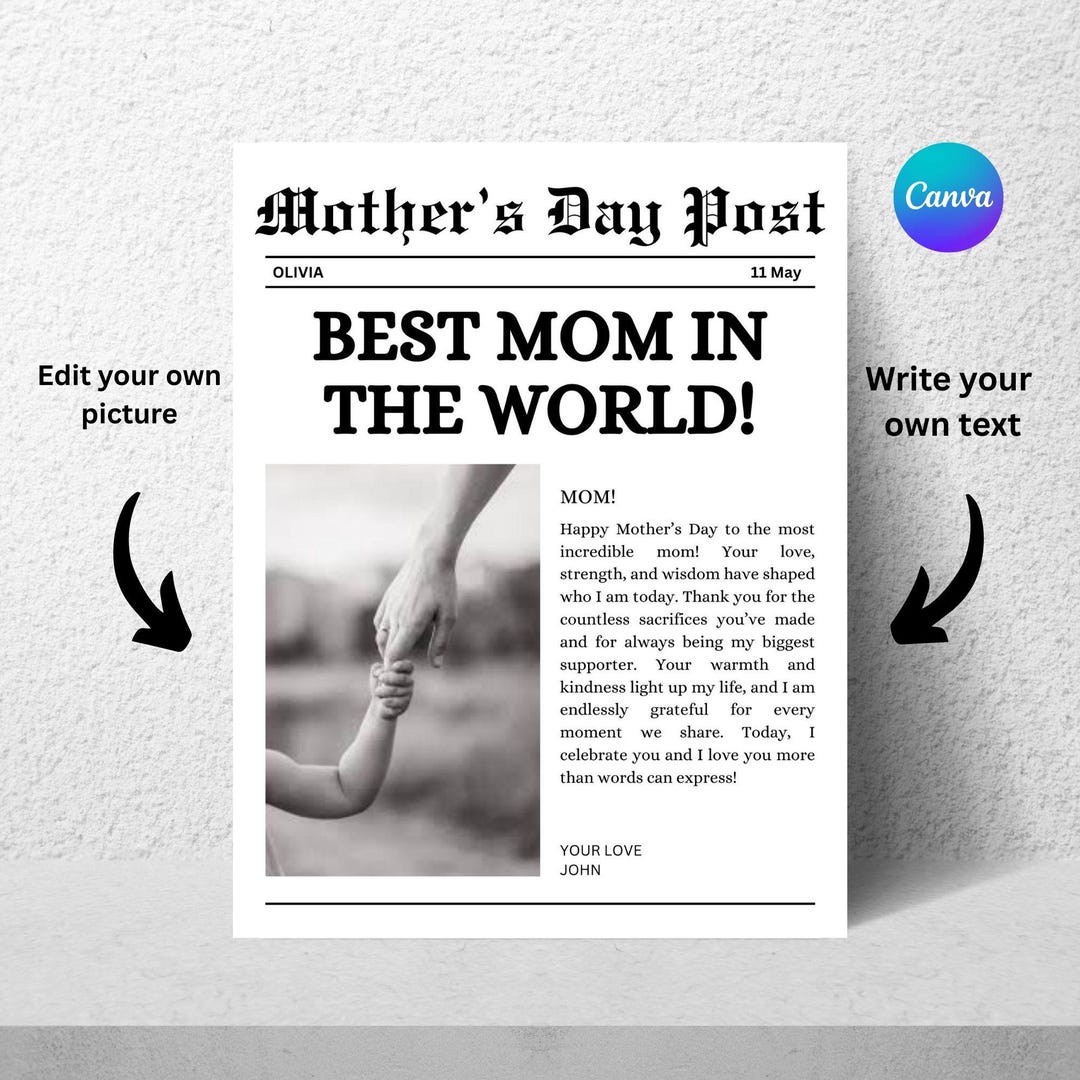 Mothers Day Newspaper Template, Newspaper Flower Insert for Mom ...