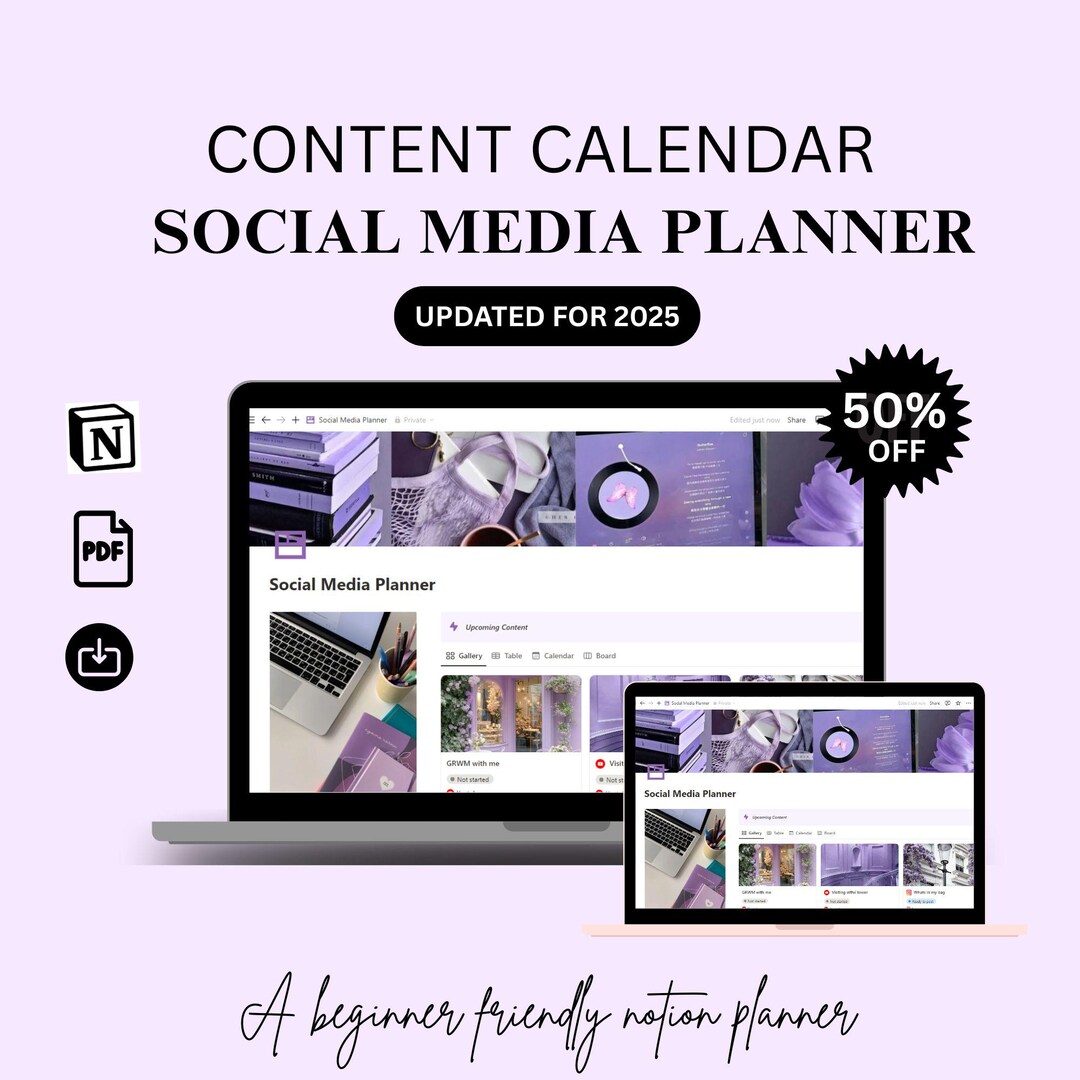 Social Media Content Planner | Instagram, Tiktok, Pinterest, Youtube ...