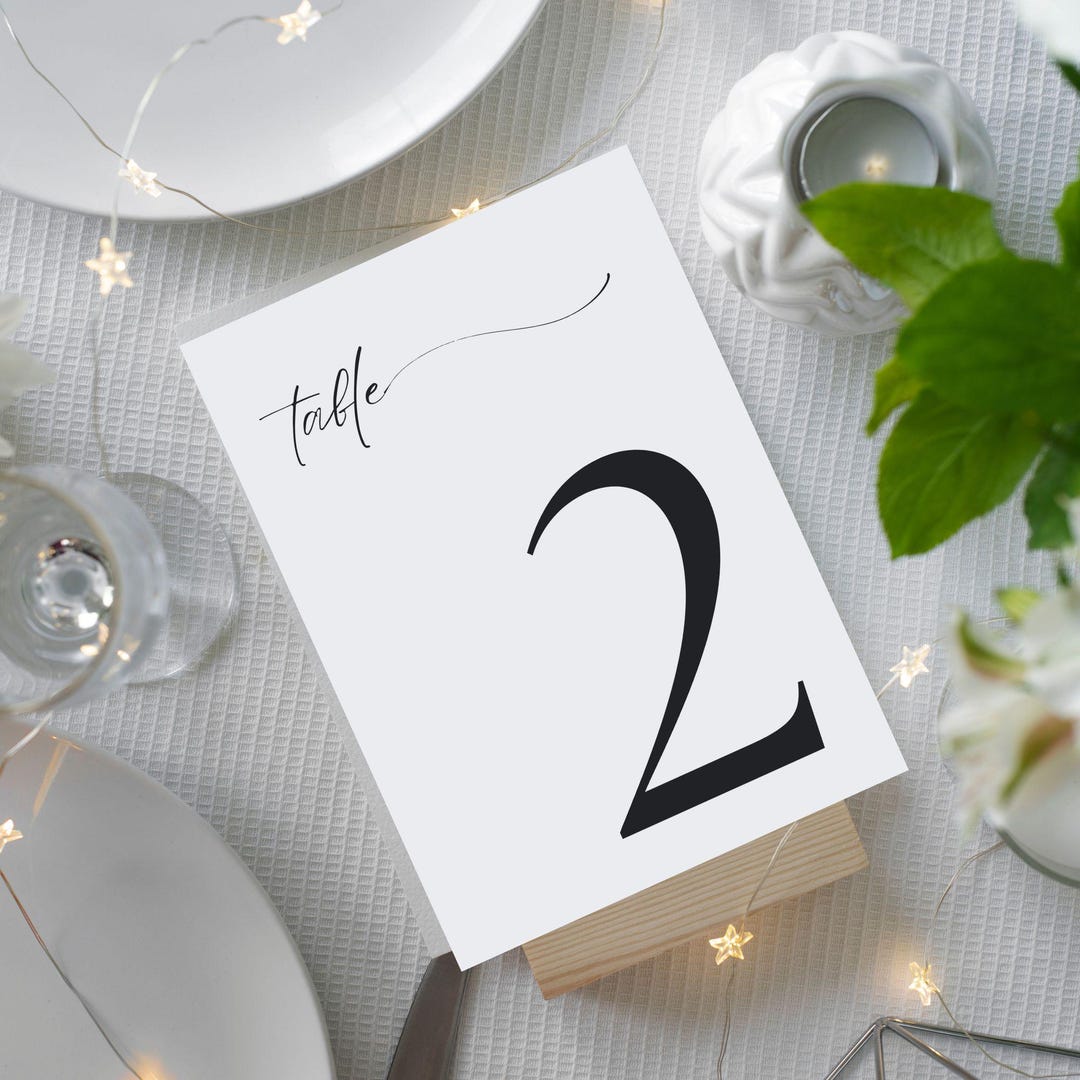 Modern Wedding Table Number Template, Minimalist Editable Table Sign ...