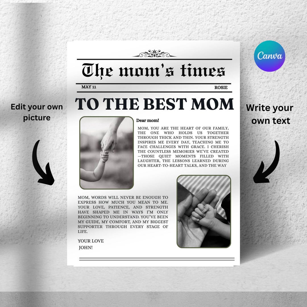 Mothers Day Newspaper Template, Newspaper Flower Insert for Mom ...