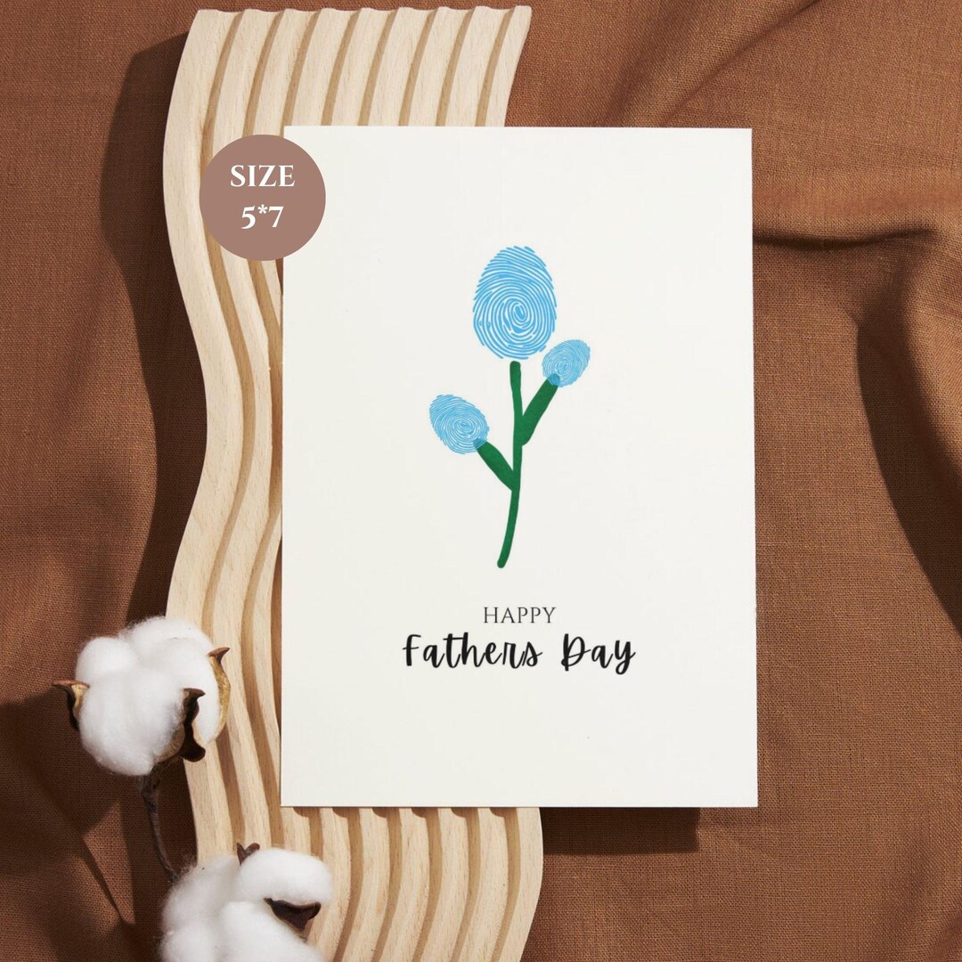 Fathers Day Fingerprint Art Craft Printable Gift Card Fathers Day Gift ...