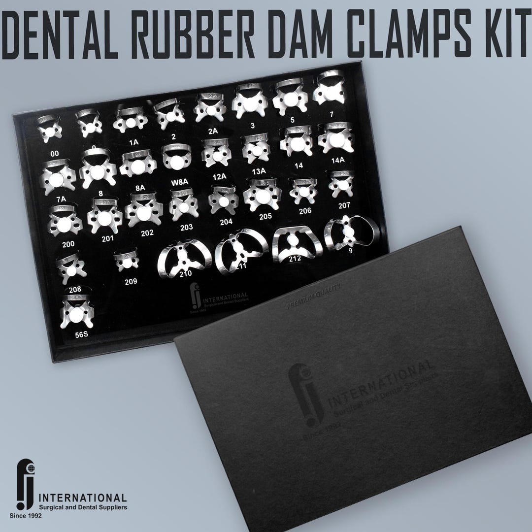 31 Pcs Endodontic Rubber Dam Clamp Set Restorative Dental Rubber Dam ...