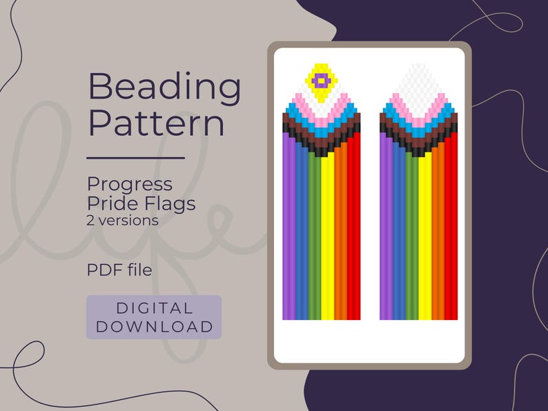 Beaded Earring Pattern: Progress Pride Flags, 2 Versions! (instant PDF ...