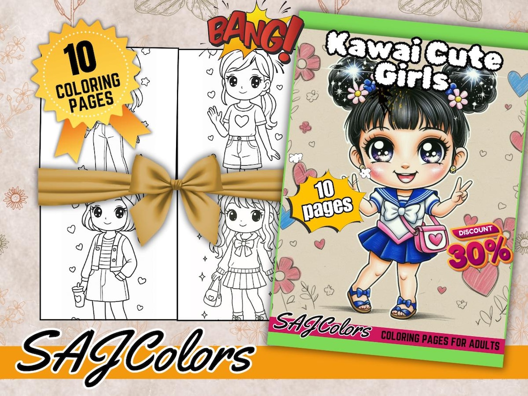 10 Cute Chibi Kawaii Girls Coloring Pages – Printable Digital Download ...