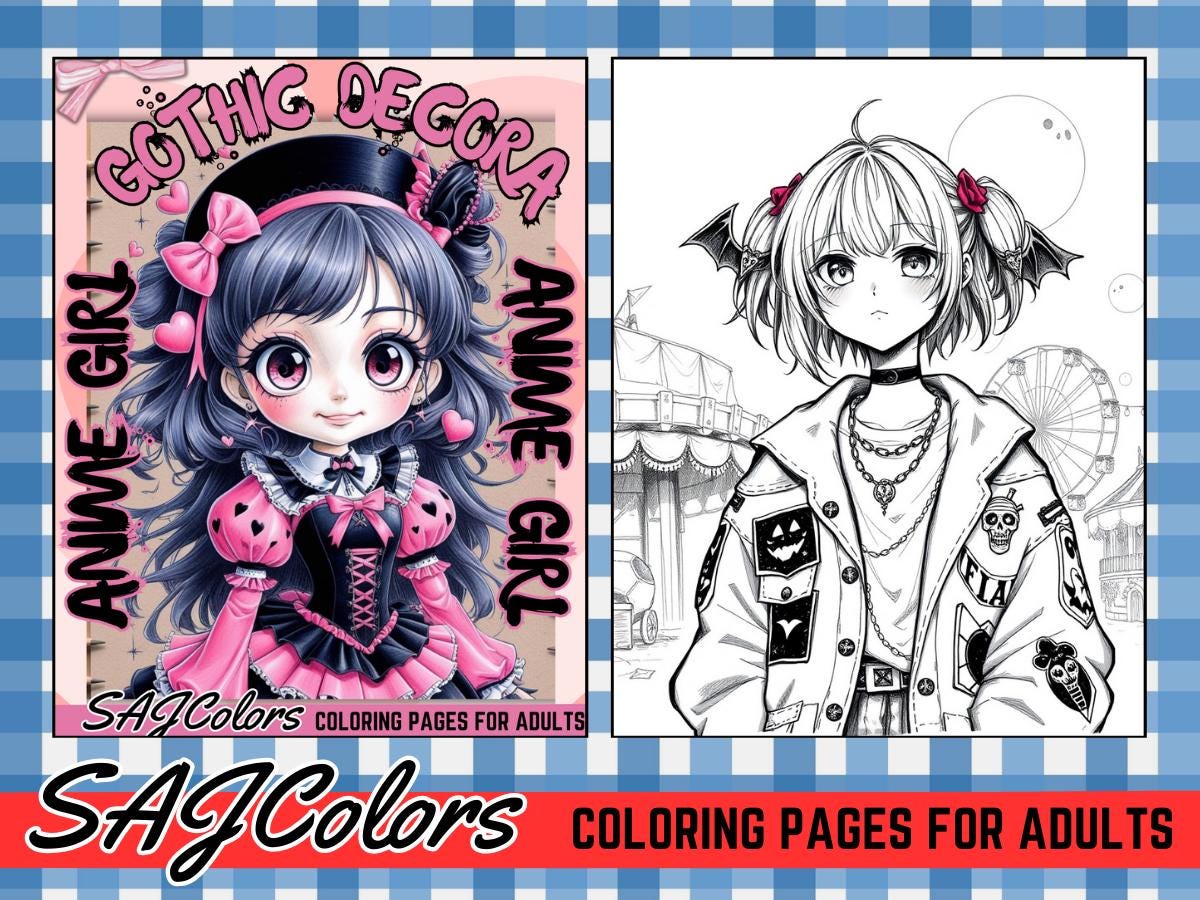 45 Gothic Decora Anime Girl Coloring Pages | Kawaii Aesthetic Coloring ...