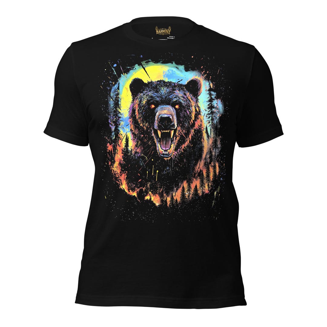 Grim Harmony T-shirt, Grim Harmony “feral Blaze Bear” T-shirt – Wild ...