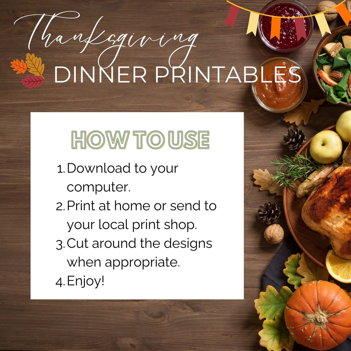 Thanksgiving Dinner Printables Bundle - Etsy