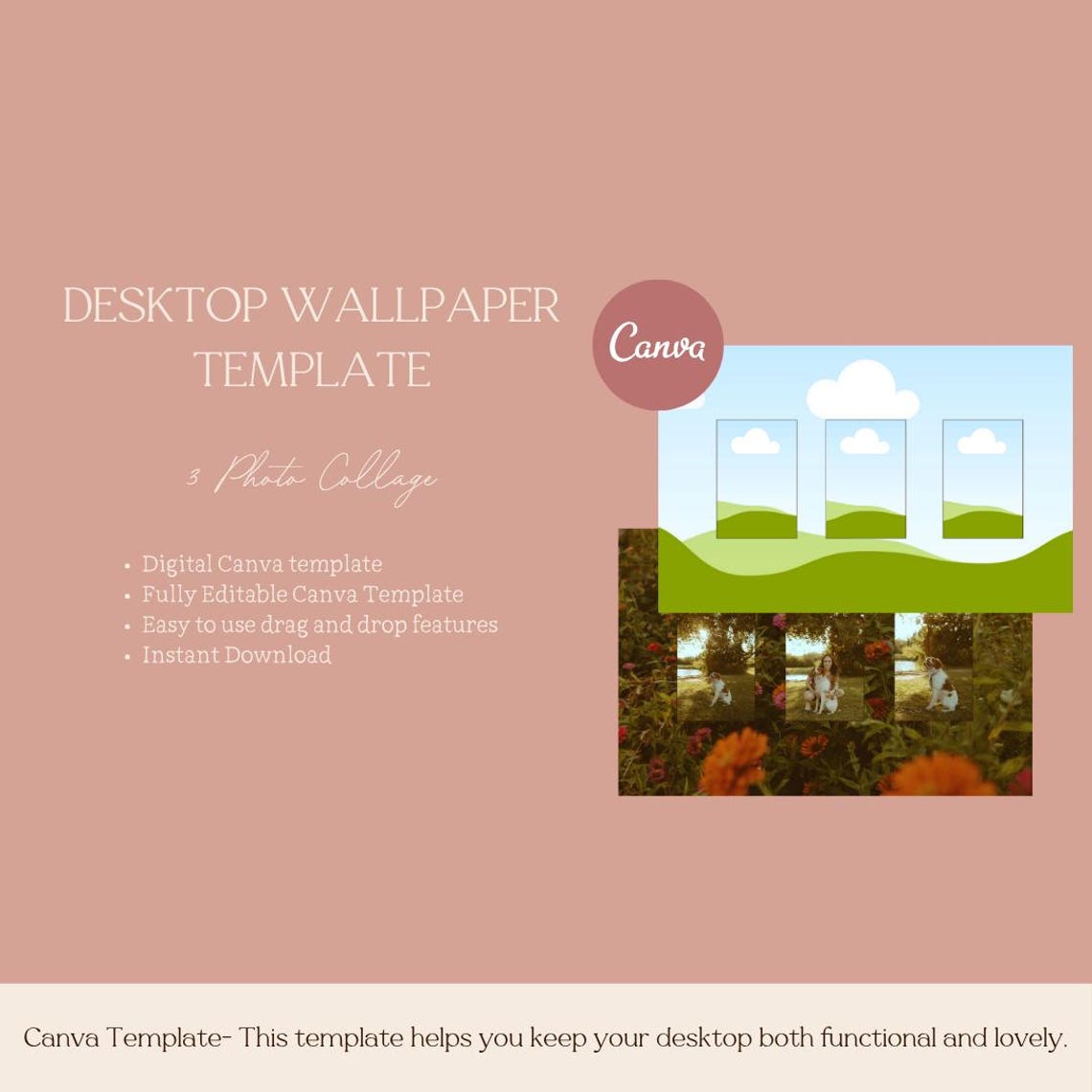 Editable Desktop Wallpaper Template | 3-photo Collage | 3456x2234 Px ...