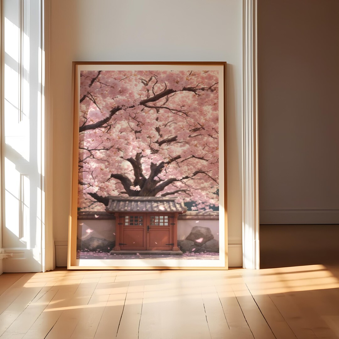 Cherry Blossom Gate Wall Art, Japanese Printable Poster, Pink Sakura ...