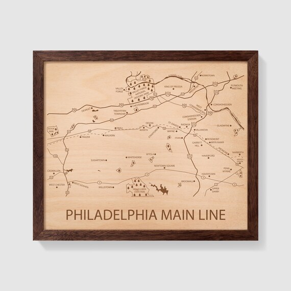Philadelphia Main Line Map Customizable Engraved Wood Art - Etsy