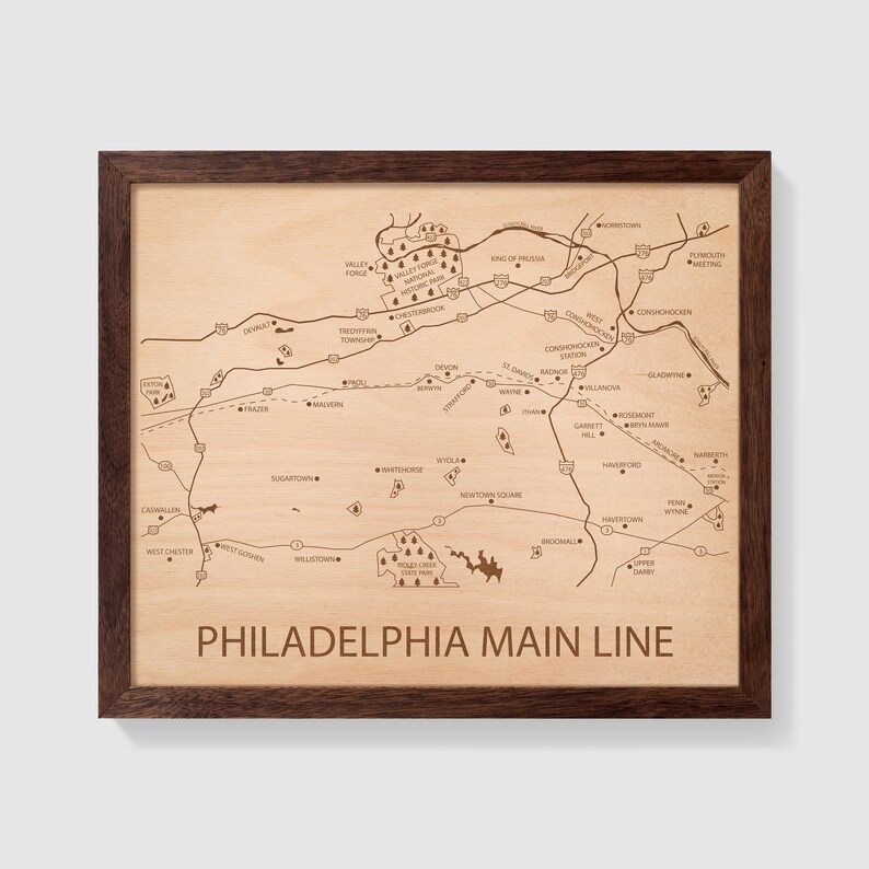 Philadelphia Main Line Map Customizable Engraved Wood Art - Etsy
