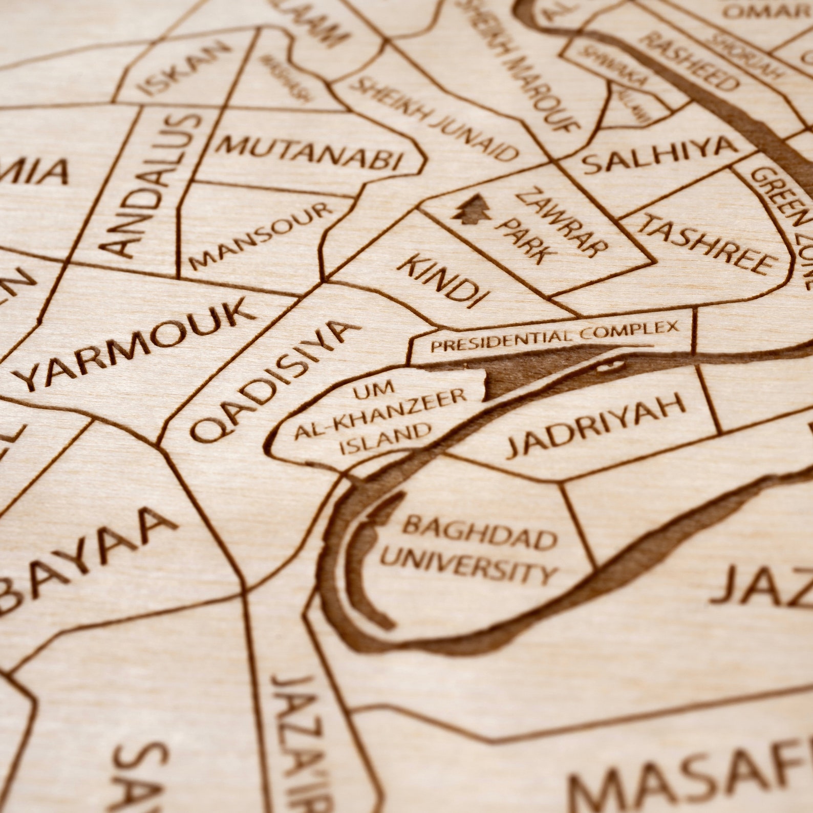 Baghdad Map Laser Engraved Iraq Neighborhood Map Custom - Etsy