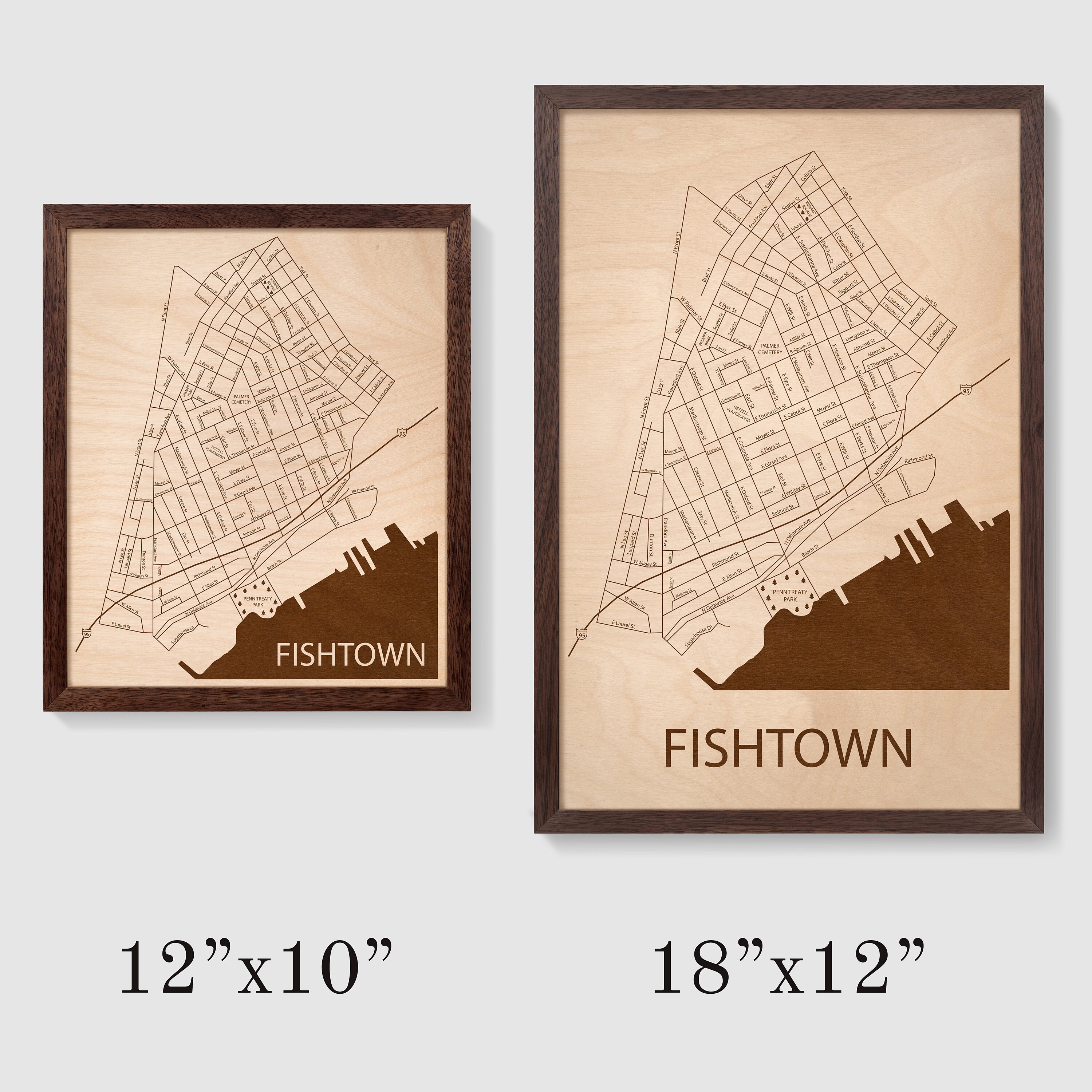 Fishtown Map Customizable Engraved Wood Wall Hanging 12x10 | Etsy