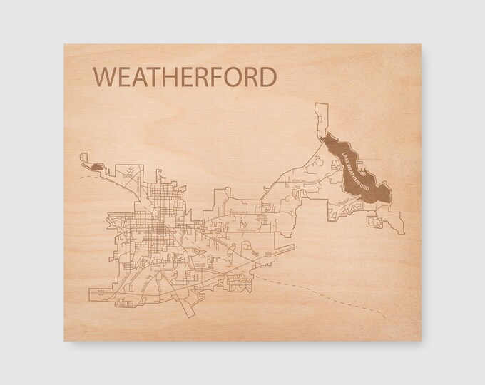 Weatherford Map - City Art - Ready to Hang - 10x12 - Etsy