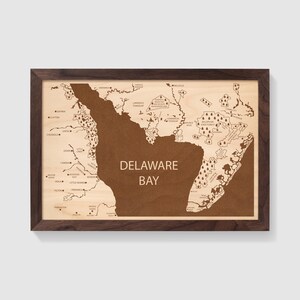 Delaware Bay Map Engraved Wood Map Wall Hanging 8x12 | Etsy