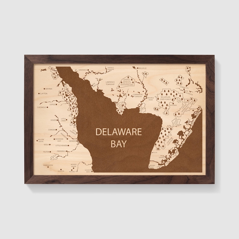 Delaware Bay Map Engraved Wood Map Wall Hanging 8x12 | Etsy
