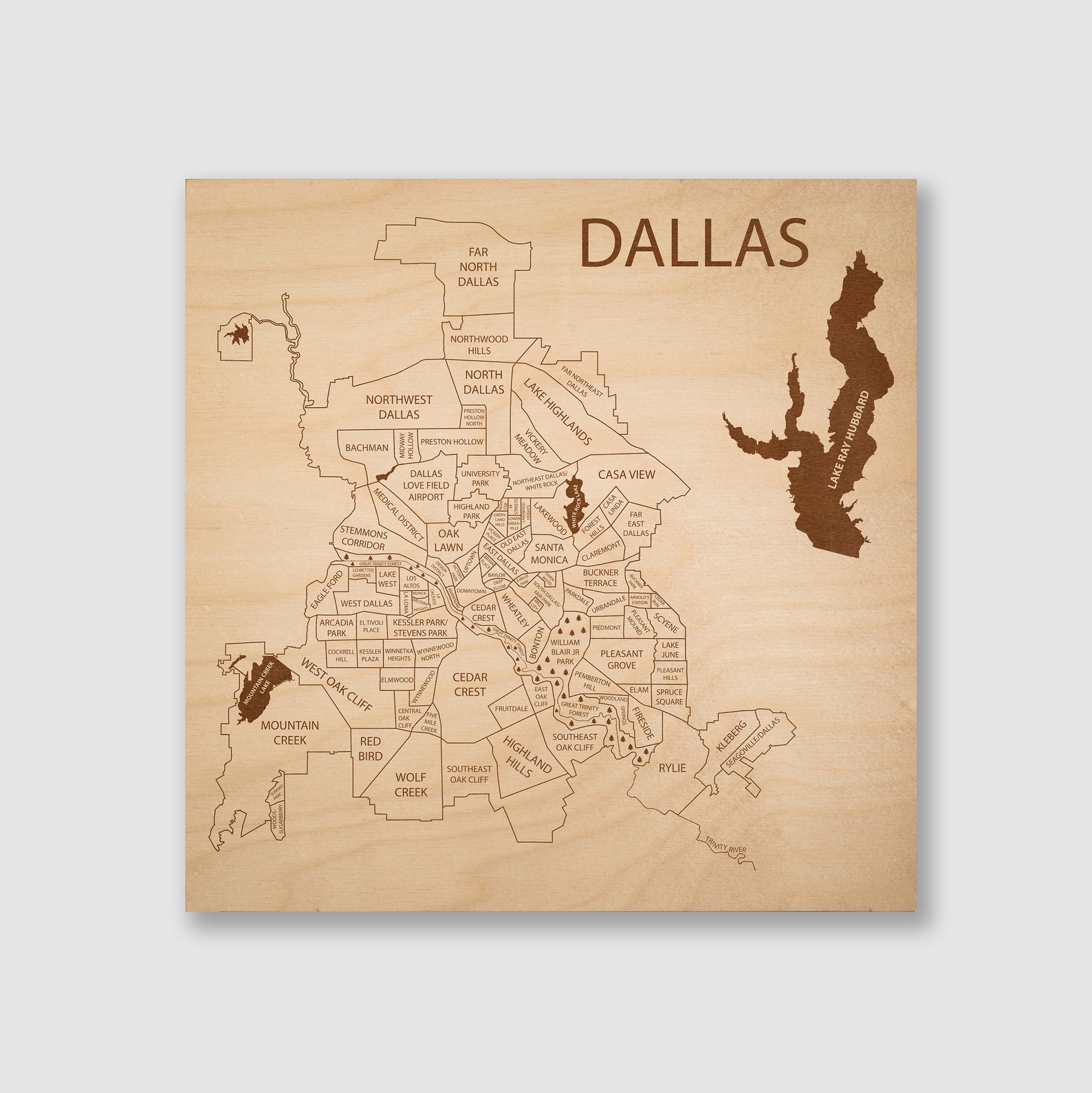 Dallas Neighborhood Map Dallas Wood Wall Art Dallas Texas - Etsy