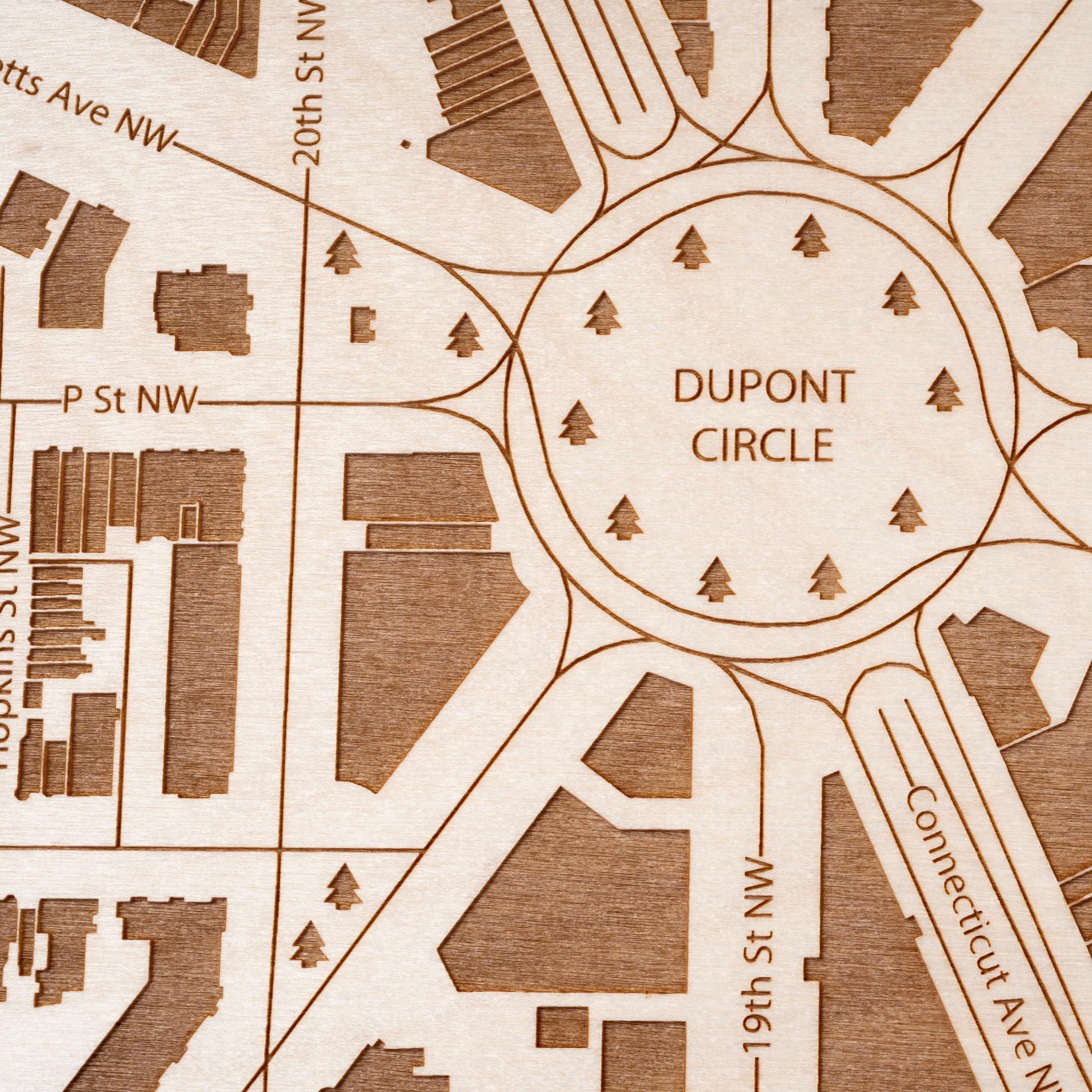 Dupont Circle Map: Engraved Wood Washington DC Wall Art - Etsy