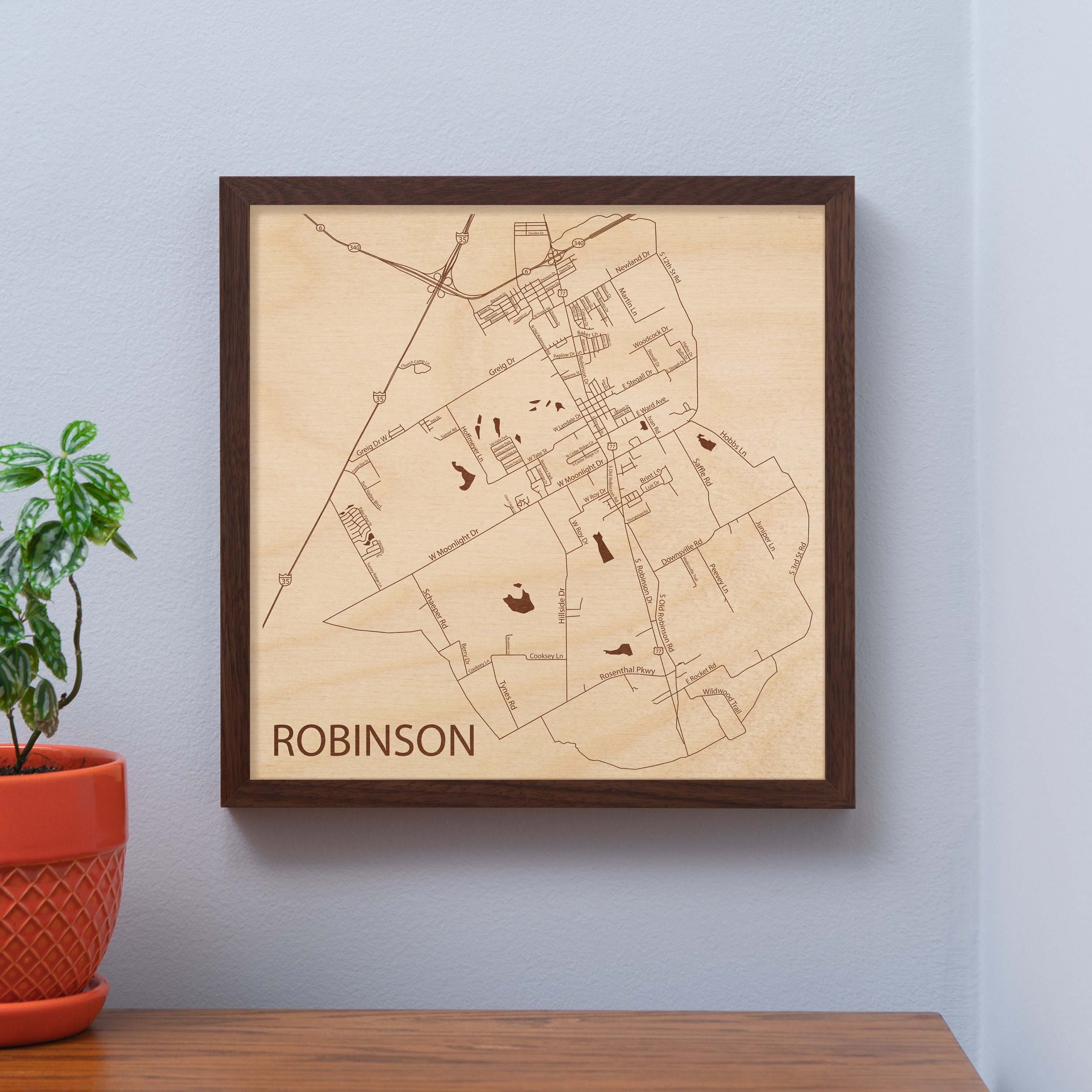 Robinson Texas Map Art Customizable 12x12 | Etsy