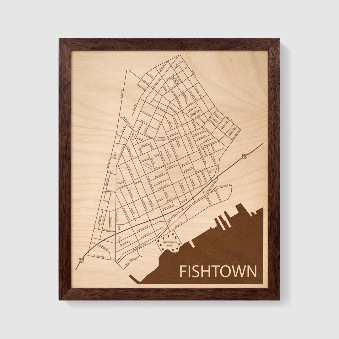 Fishtown Map - Customizable Engraved Wood Wall Hanging - 12x10 - Etsy