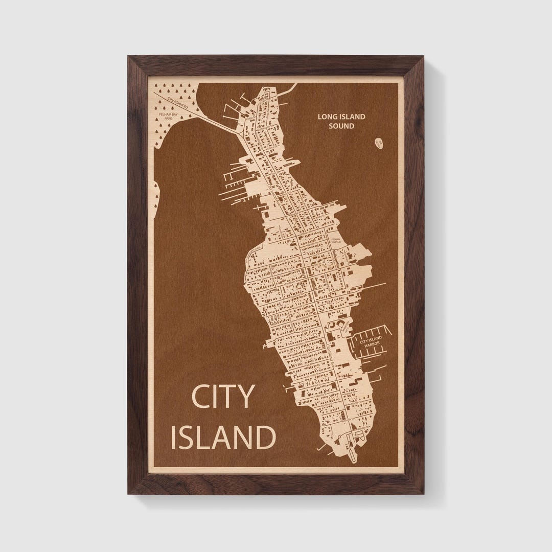 City Island Map - Ready to Hang - Customizable Wedding Gift - 12x8 - Etsy