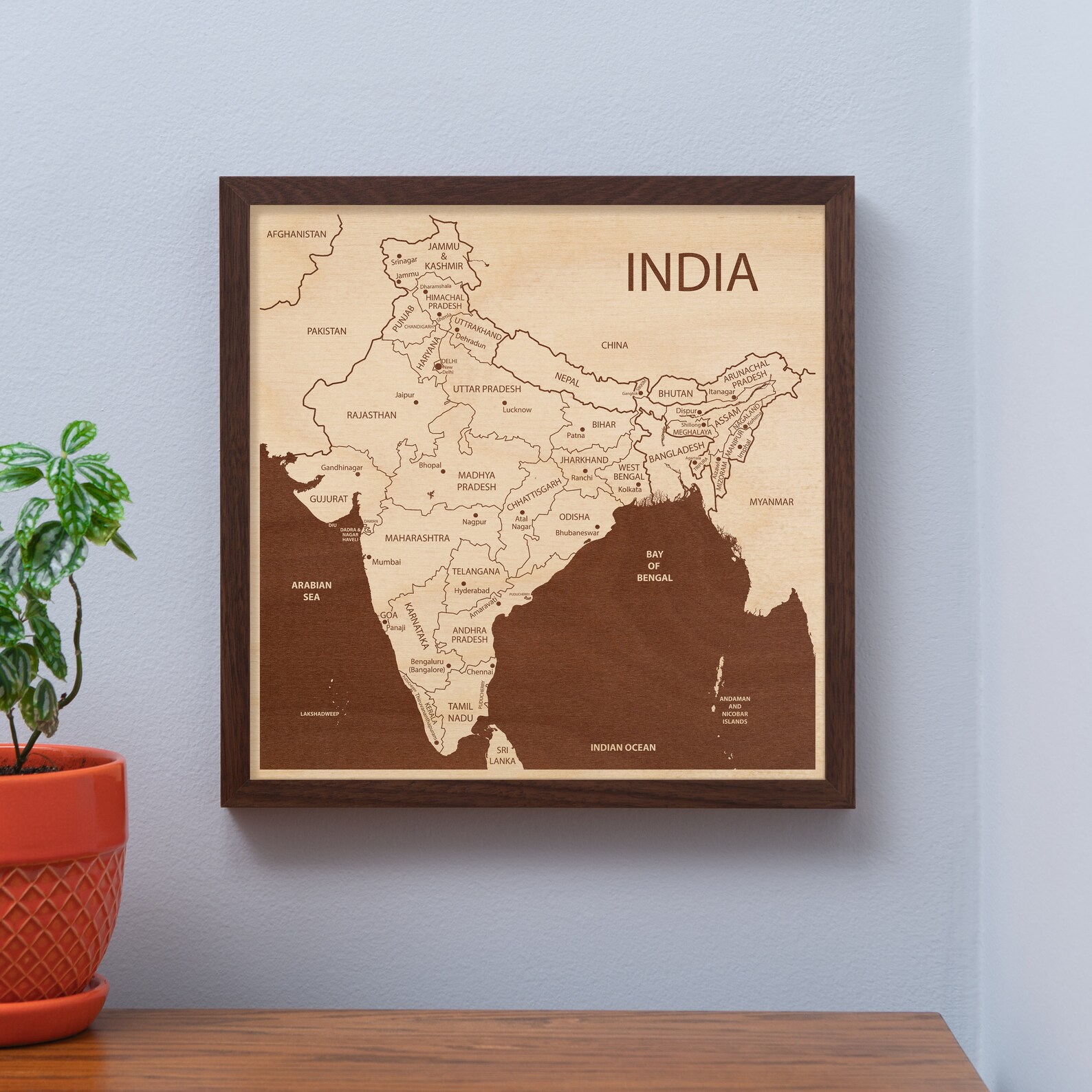 India Map Wall Art India Wood Art India Wall Decor India | Etsy