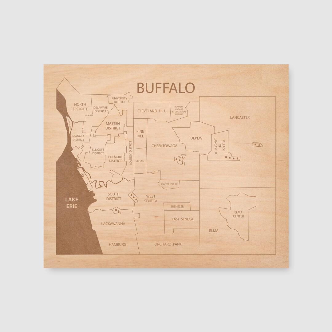 Buffalo Area Map - Laser Engraved Neighborhood Map Wall Art - 10x12 - Etsy