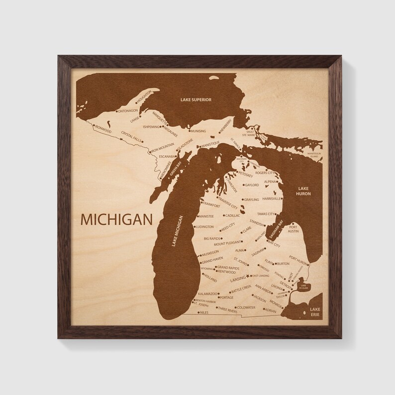 Michigan Map Art Michigan Wall Art Housewarming Gift for | Etsy