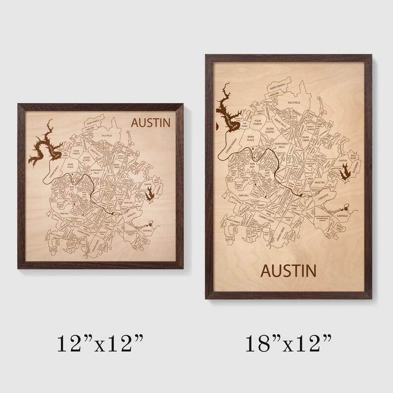 Austin Texas Wall Art Austin Neighborhood Map Map of Austin - Etsy