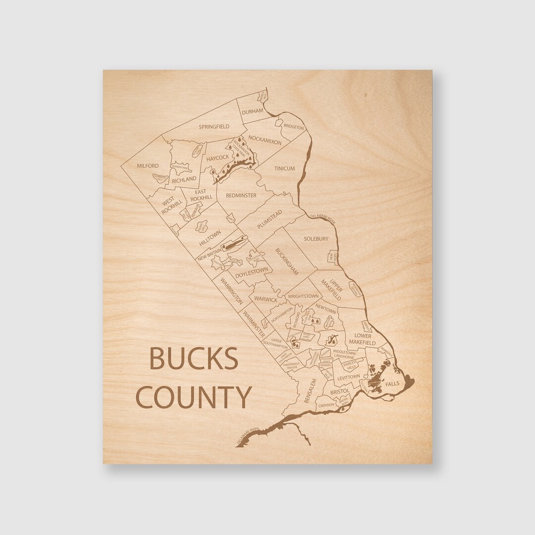 Bucks County Map - Pennsylvania Wall Hanging - Engraved Wood - 12x10 - Etsy
