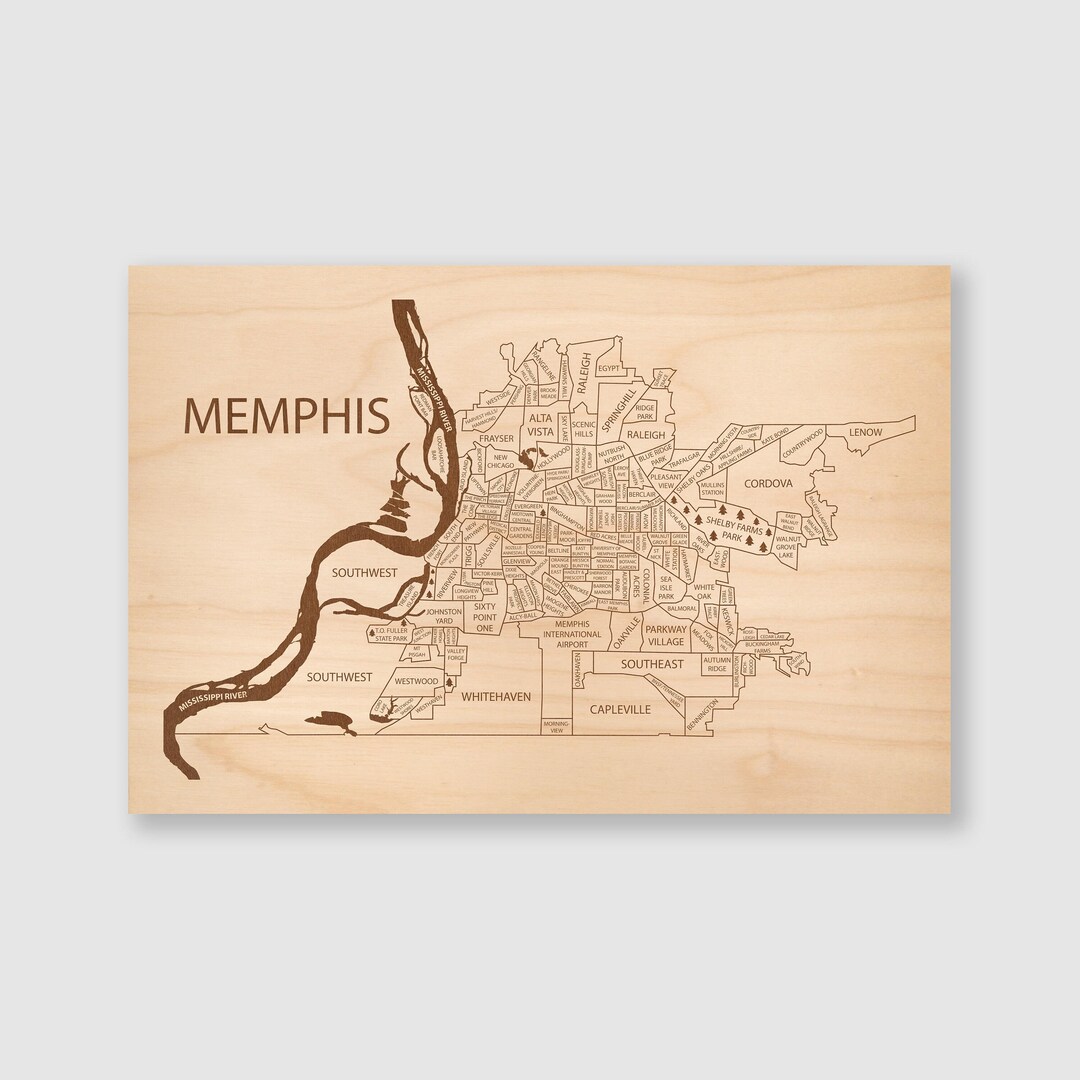 Memphis Engraved Wood Map: Personalized Tennessee City Wall Art - Etsy