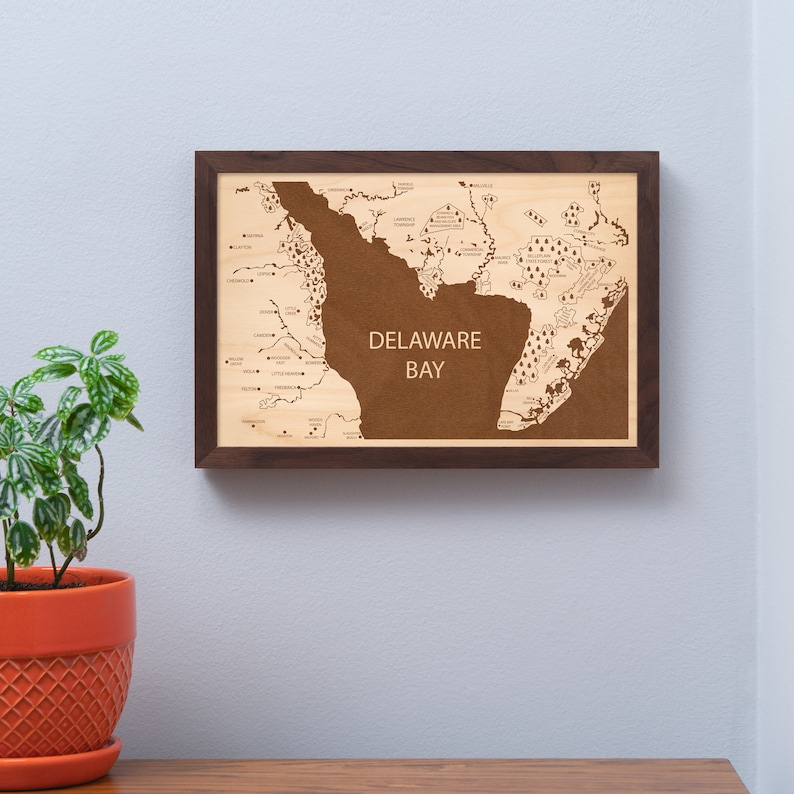 Delaware Bay Map Engraved Wood Map Wall Hanging 8x12 | Etsy