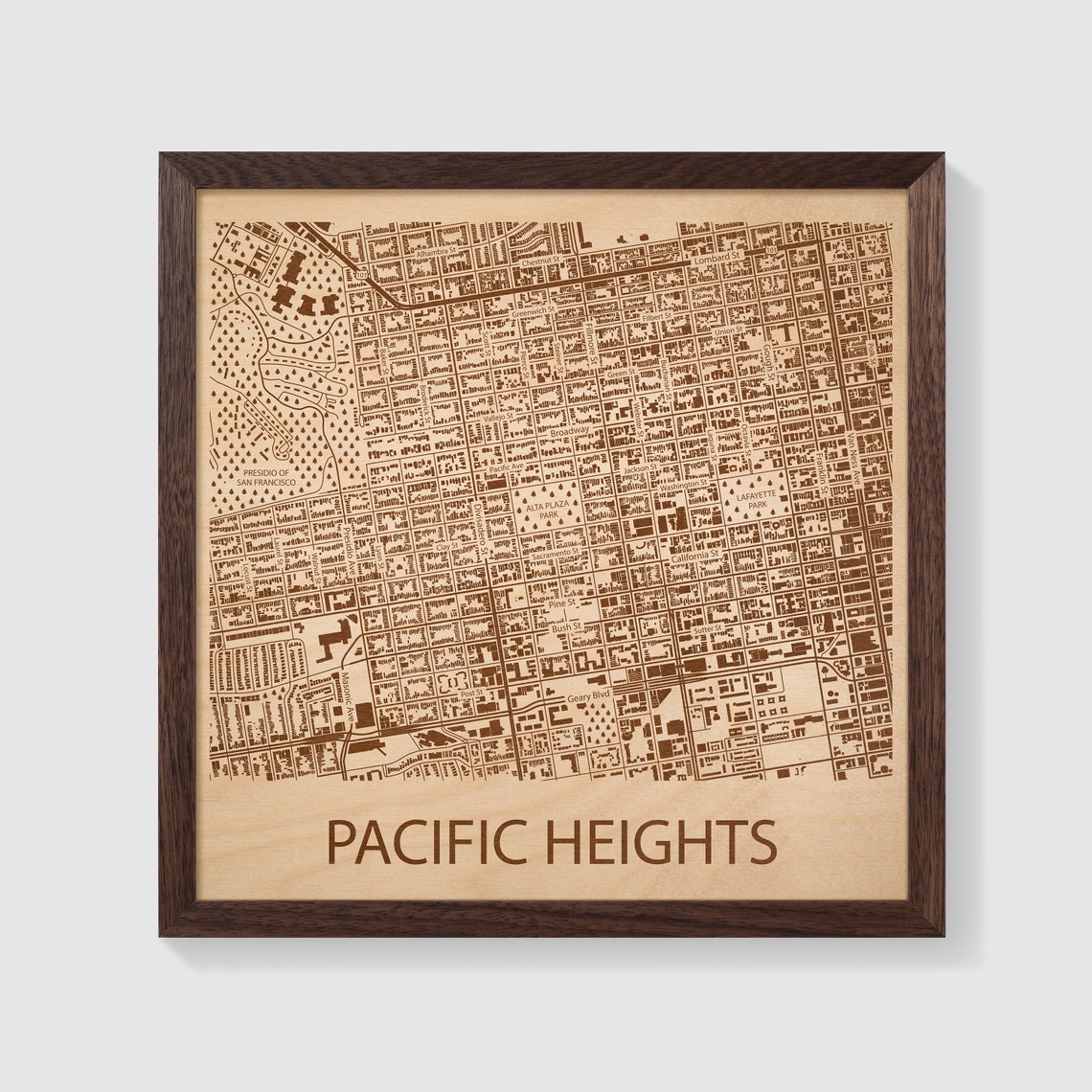 Pacific Heights San Francisco Wall Art Neighborhood Map of | Etsy