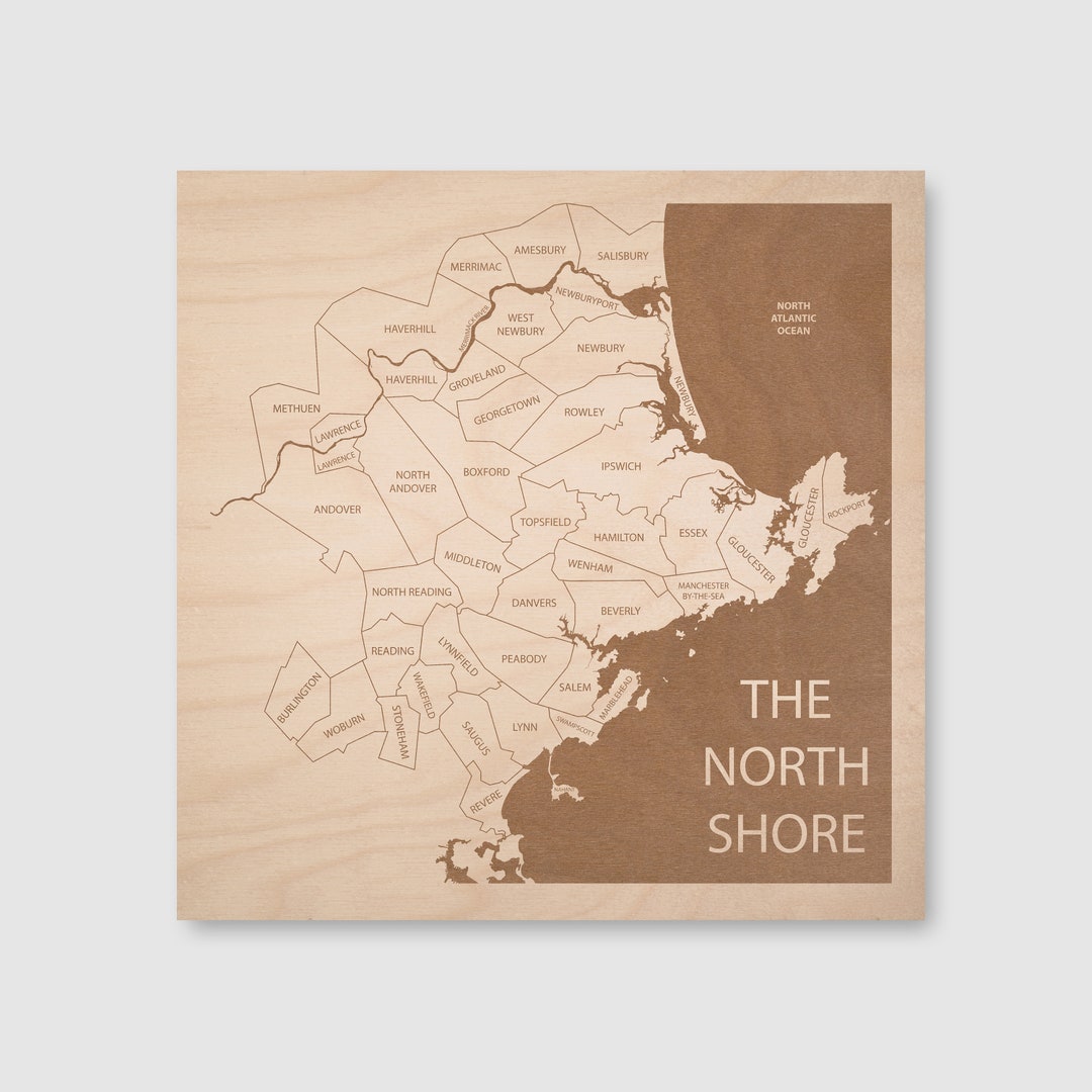The North Shore Map - Engraved Wood Customizable Gift - 12x12 - Etsy