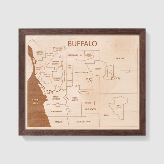 Buffalo Area Map Laser Engraved Neighborhood Map Wall Art | Etsy