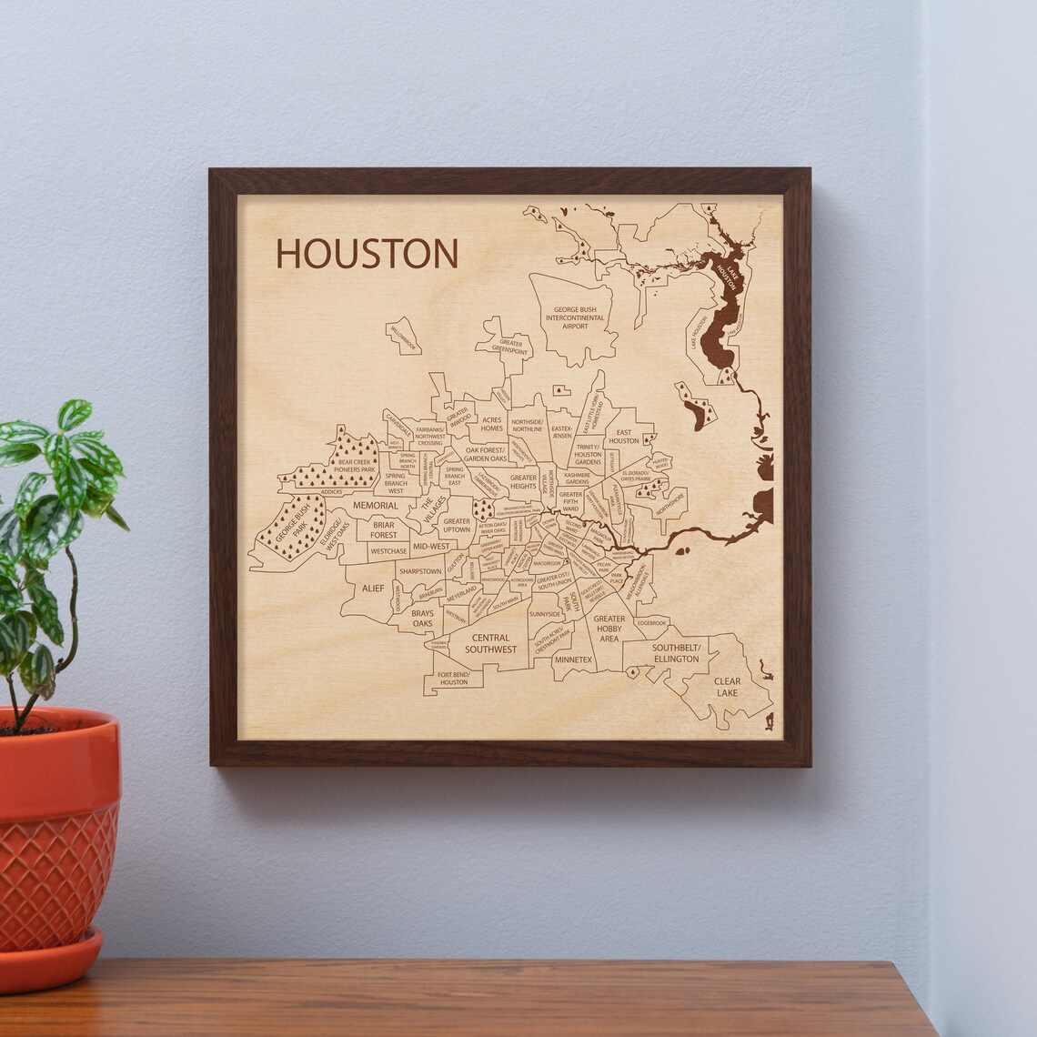 Houston Wall Map Houston Neighborhood Map Houston Map | Etsy