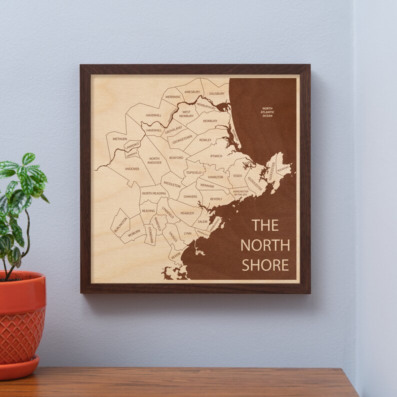 The North Shore Map Engraved Wood Customizable Gift 12x12 | Etsy