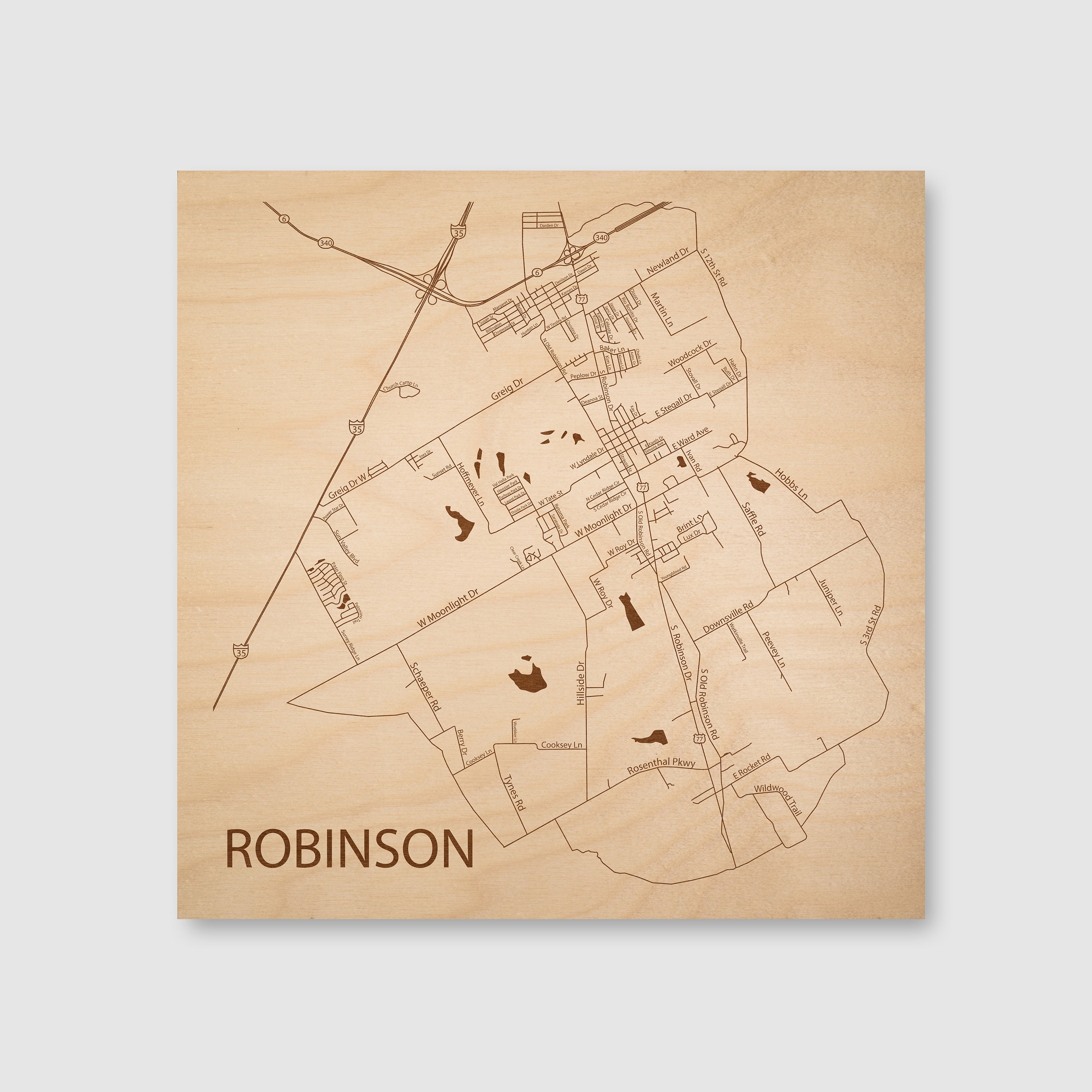 Robinson Texas Map Art Customizable 12x12 | Etsy