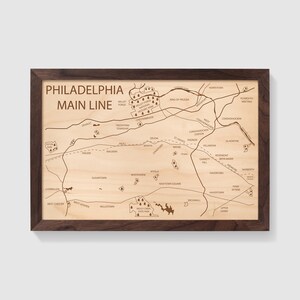 Philadelphia Main Line Map Customizable Engraved Wood Art | Etsy