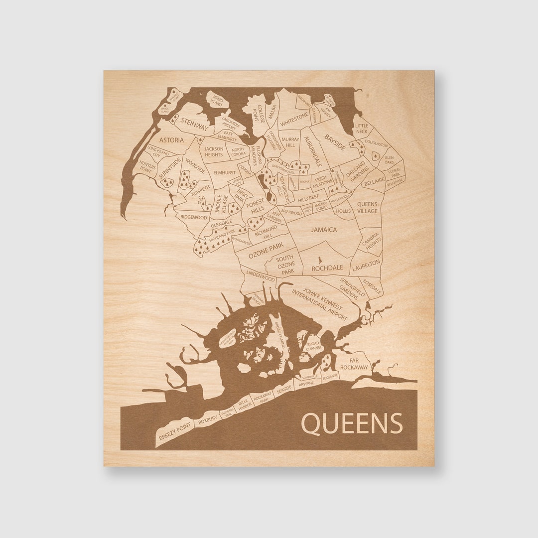 Queens NY Map, Queens Neighborhood Map, Queens Wall Art Decor, Birthday ...
