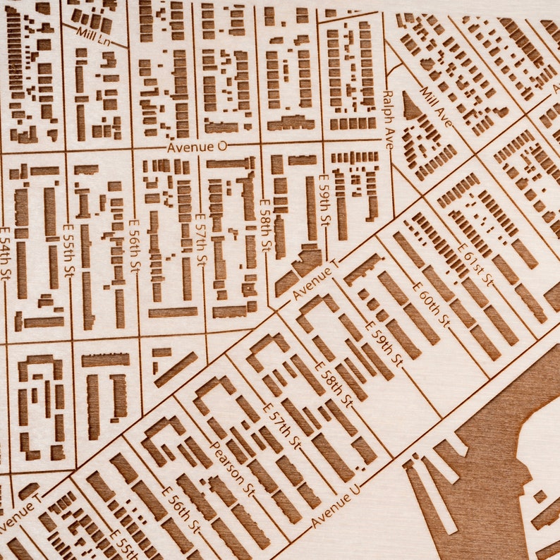 Mill Basin Map Brooklyn Neighborhood Map Engraved Wood | Etsy