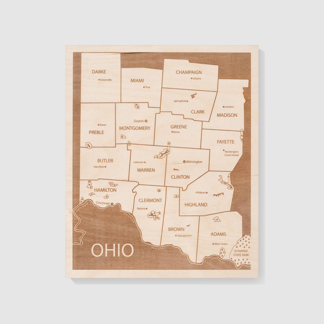 Southwest Ohio Map - Engraved Wood Map - Customizable Gift - 12x10 - Etsy