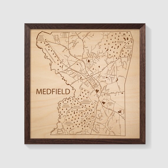 Medfield Map Massachusettsengraved Wood Wall Art Birthday - Etsy