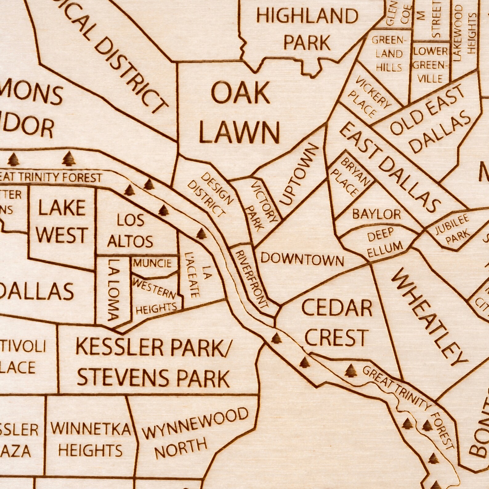 Dallas Neighborhood Map Dallas Wood Wall Art Dallas Texas | Etsy